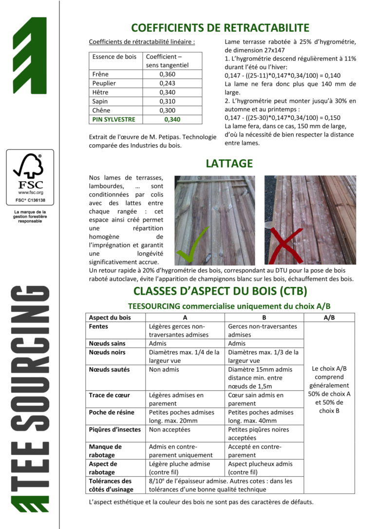 FICHES TECHNIQUES | Bois de Pologne - Pin raboté traité autoclave ...